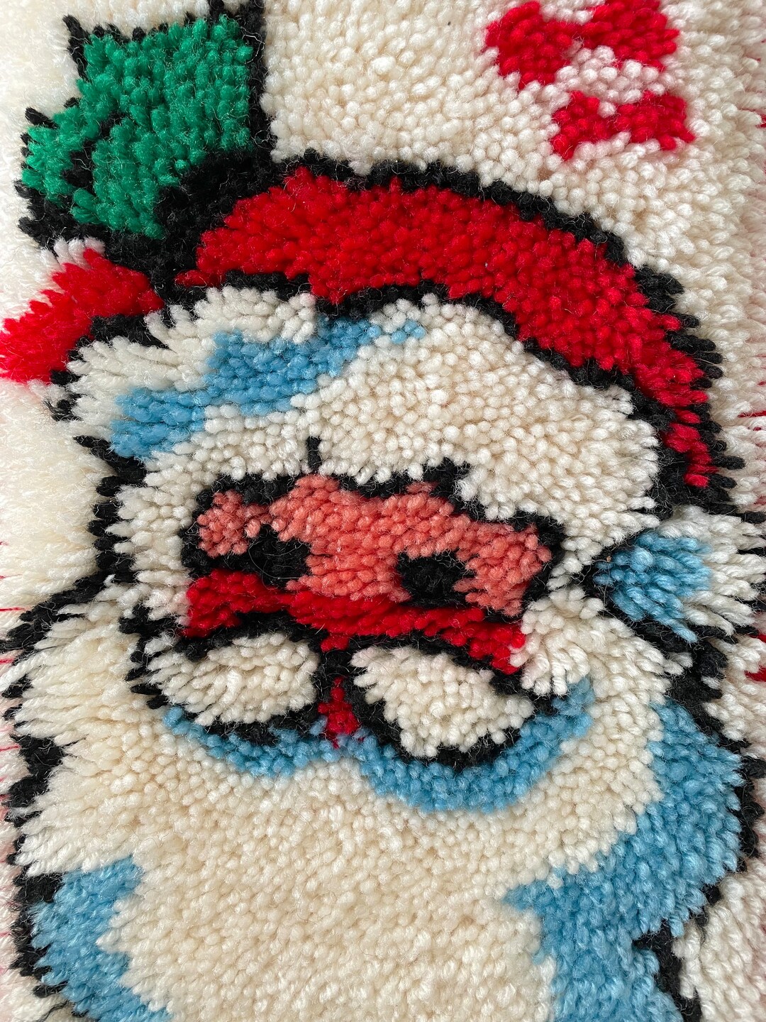 1970's Vintage Christmas Latch Hook Wall Hanging Santa, Snowman, Noel ...