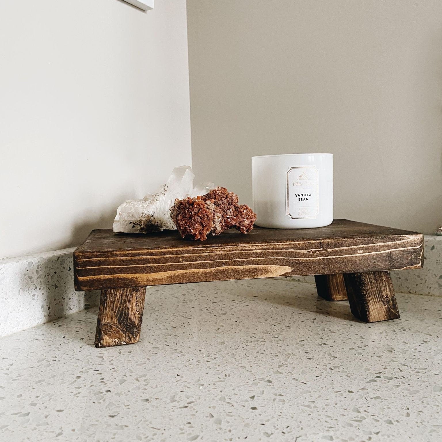 Mini Display Stool Wooden Decor Wooden Riser Brown | Etsy