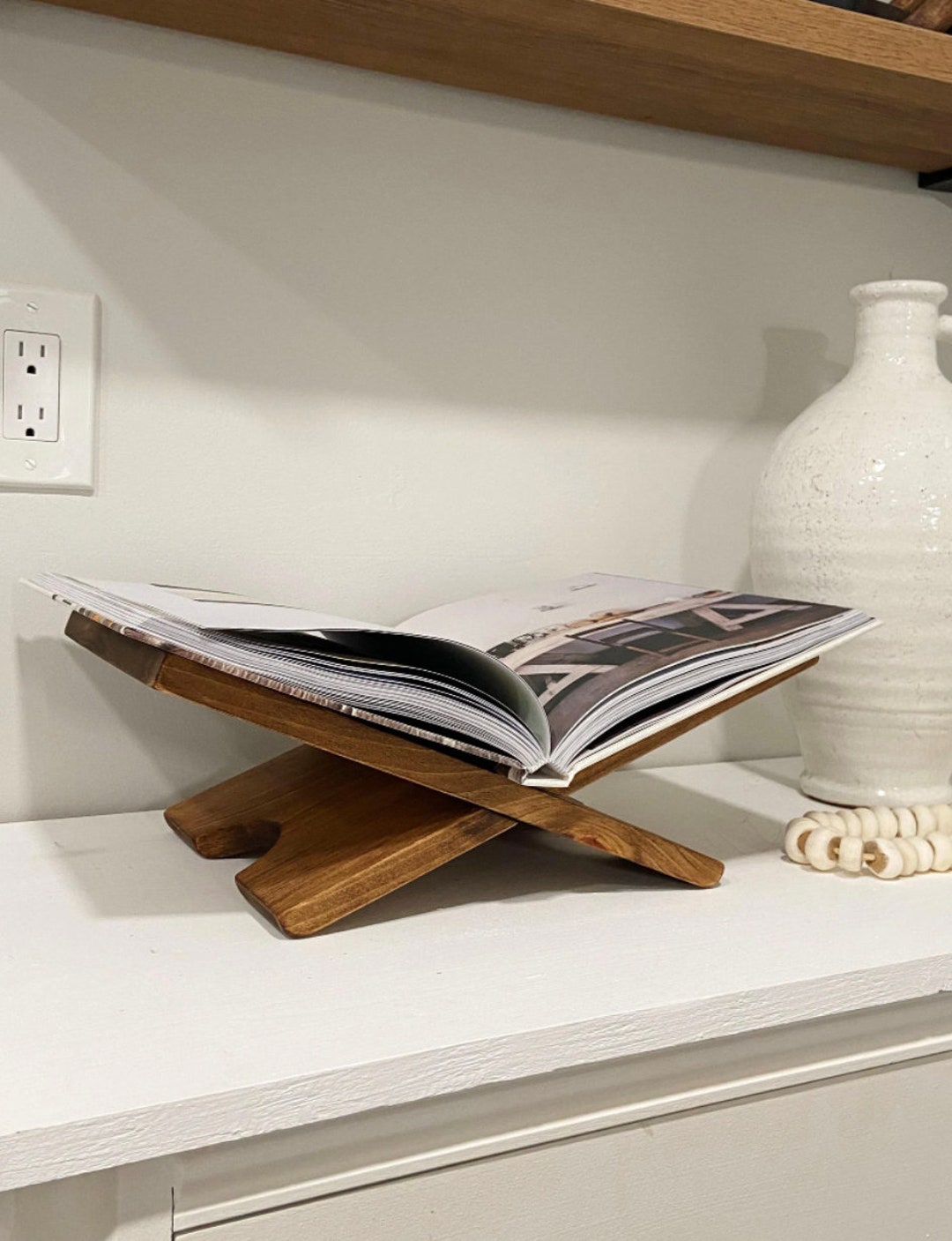 Open Book Display | Wood Book Display | Wood Book Stand | Recipe Book ...