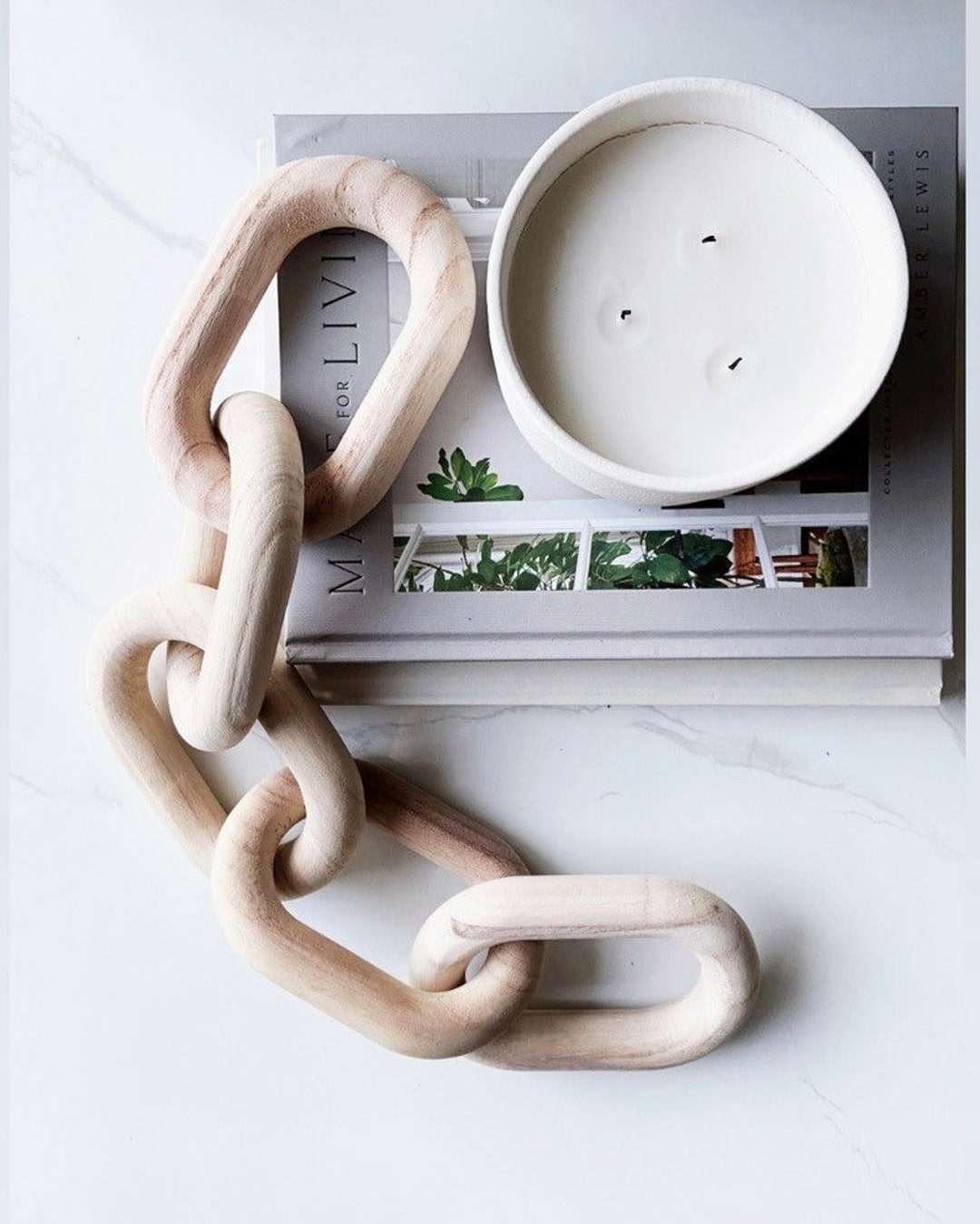 Natural Wood Chain Link Five Link Hand Carved Wood Chain Decor ...