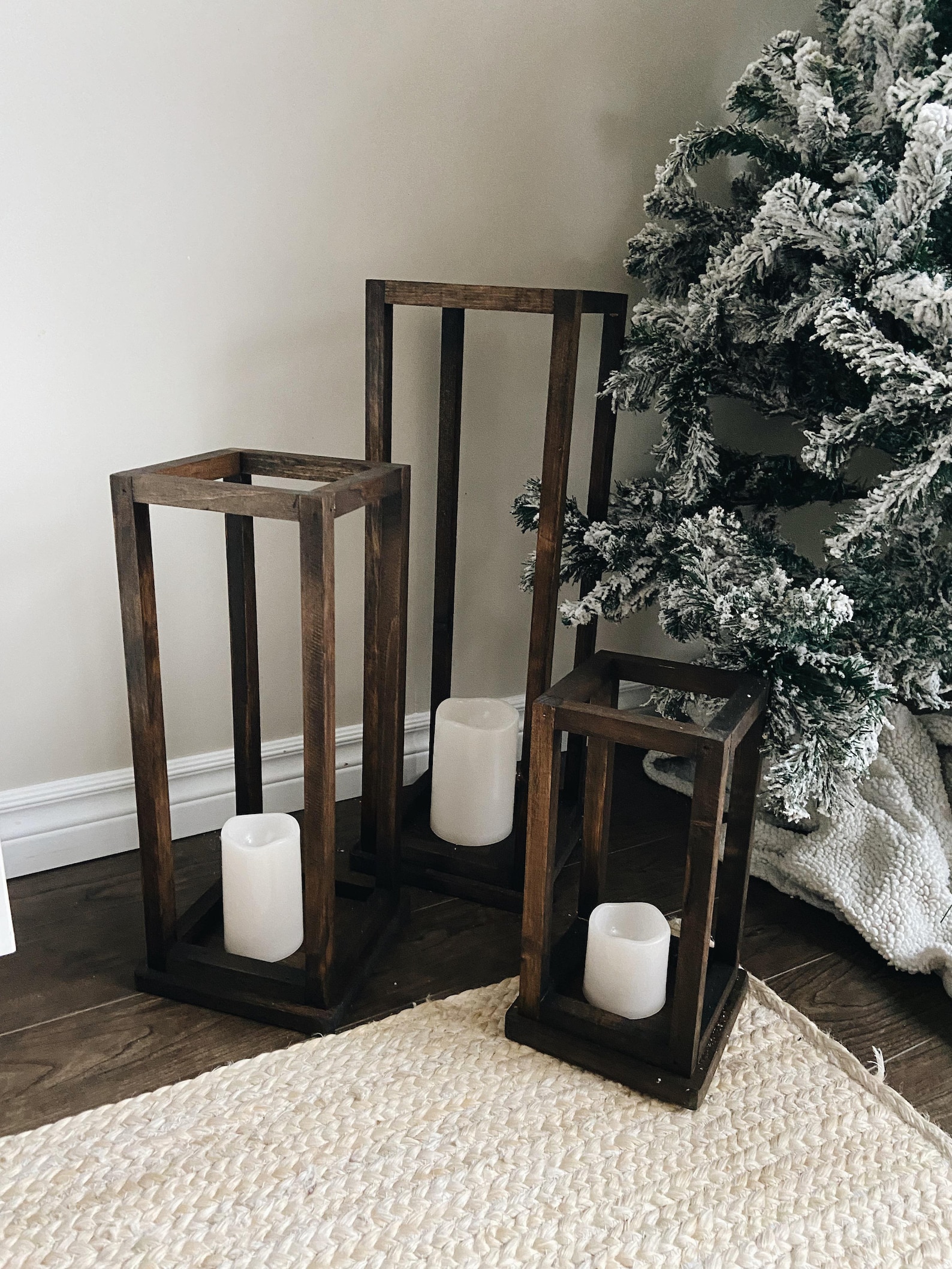 Set of Three Lanterns | Rustic Wood Lanterns | Wedding | Home Decor ...