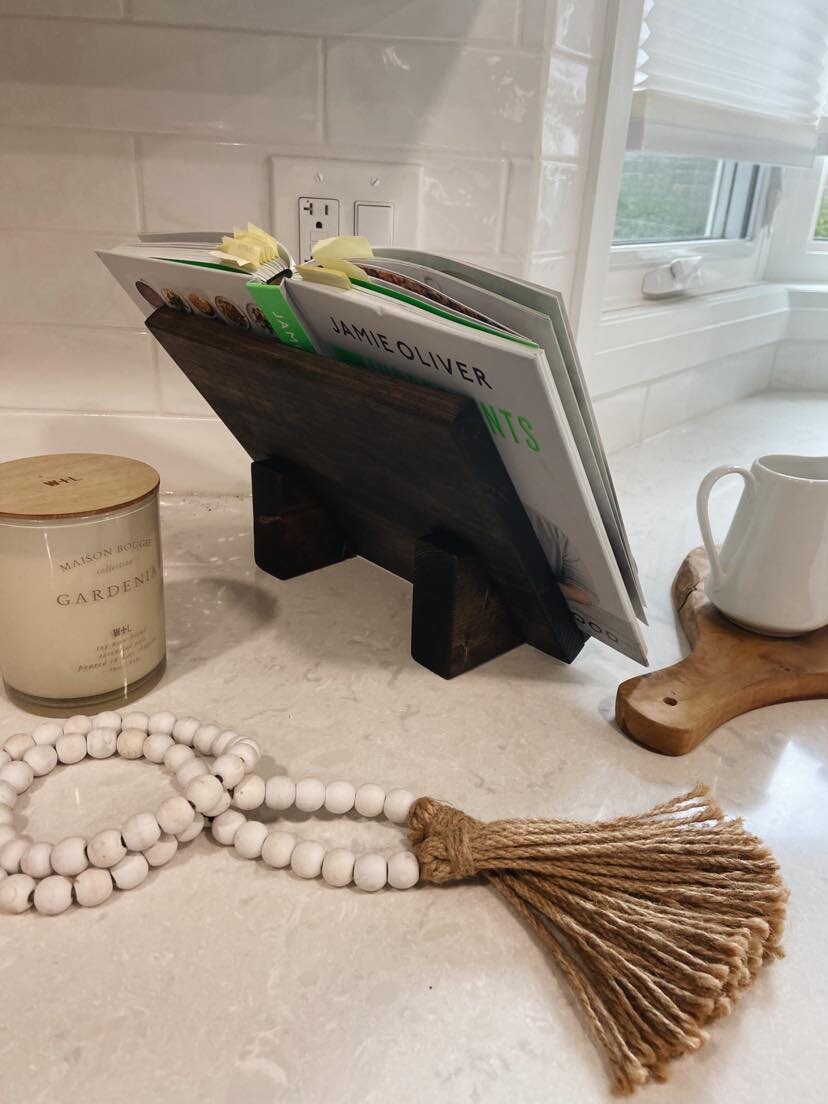 Rustic Dark Walnut Wooden Cookbook Stand Recipe Stand - Etsy Canada