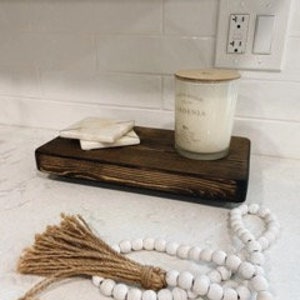 White-washed Counter Wooden Tray | Rectangle Wooden Riser Stand | Wood ...