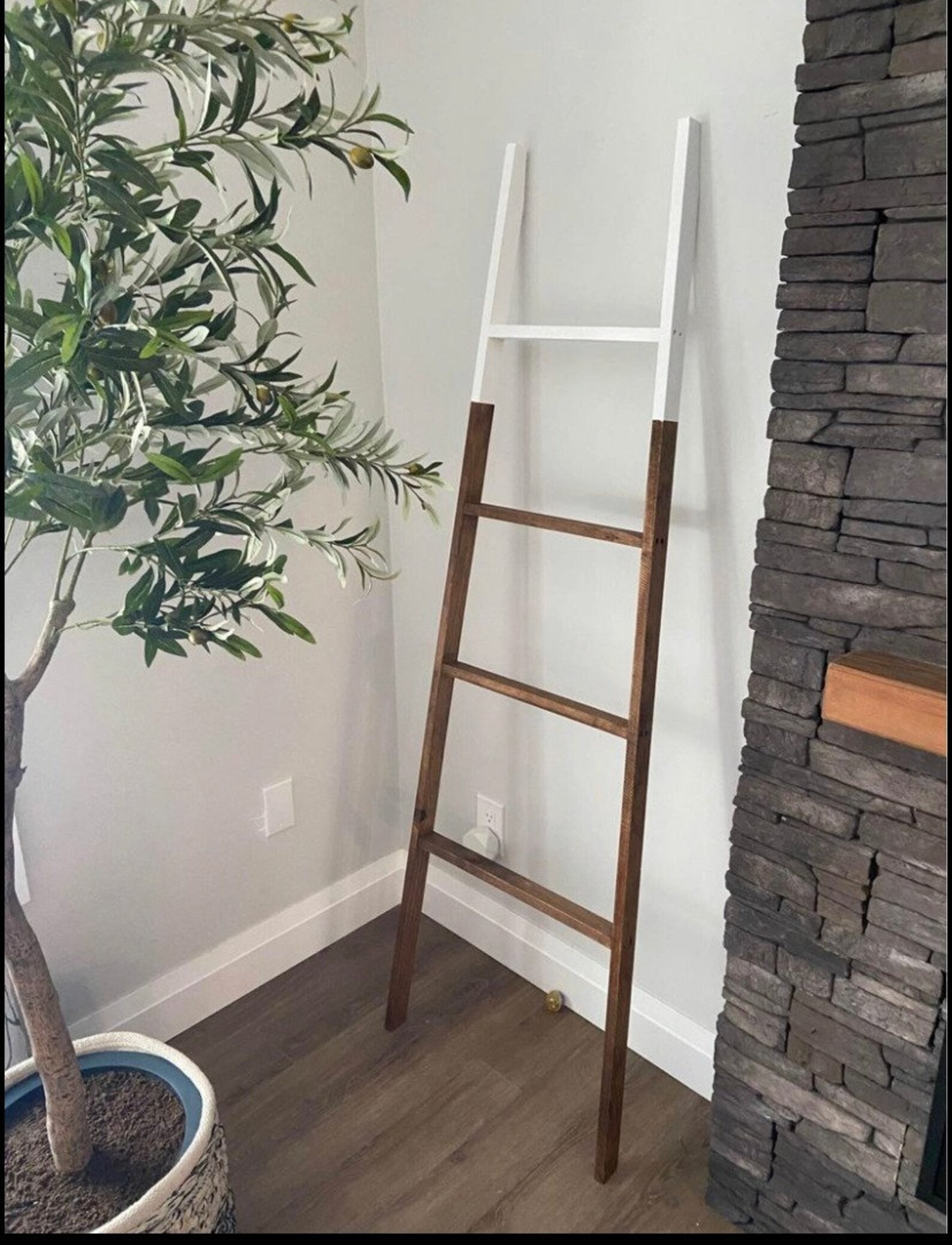 LOCAL ONLY Blanket Ladder | Rustic Towel Ladder Rack | Two Toned ...