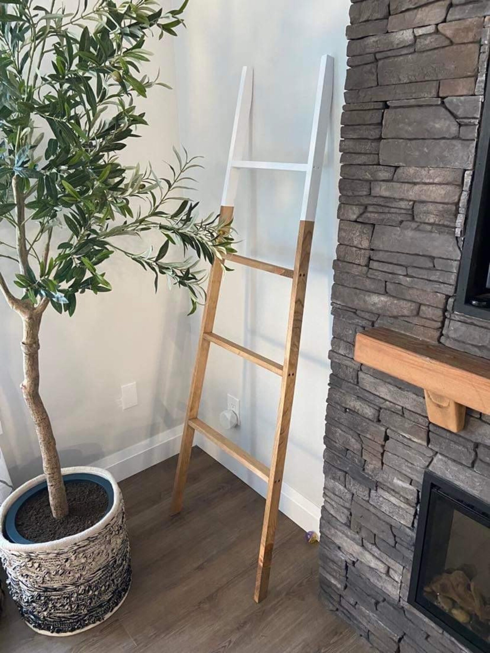 LOCAL ONLY Blanket Ladder | Rustic Towel Ladder Rack | Two Toned ...