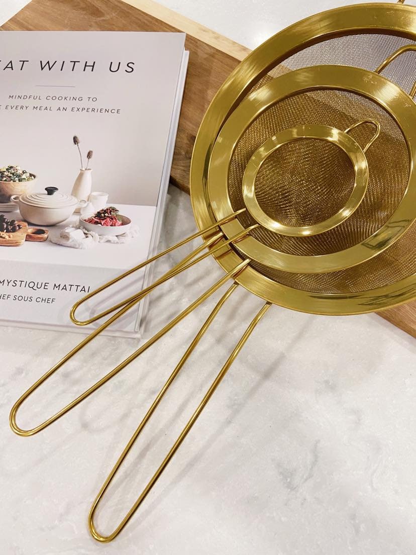 Gold Strainers Set of Three Strainers Strainer Set Fine - Etsy