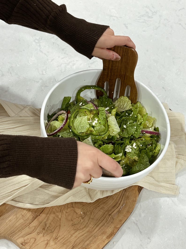 Set of Two Salad Hand Tong, Wooden Salad Mixing Serving Tongs, Wood ...