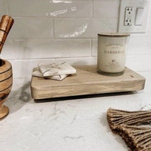 White-washed Counter Wooden Tray | Rectangle Wooden Riser Stand | Wood ...