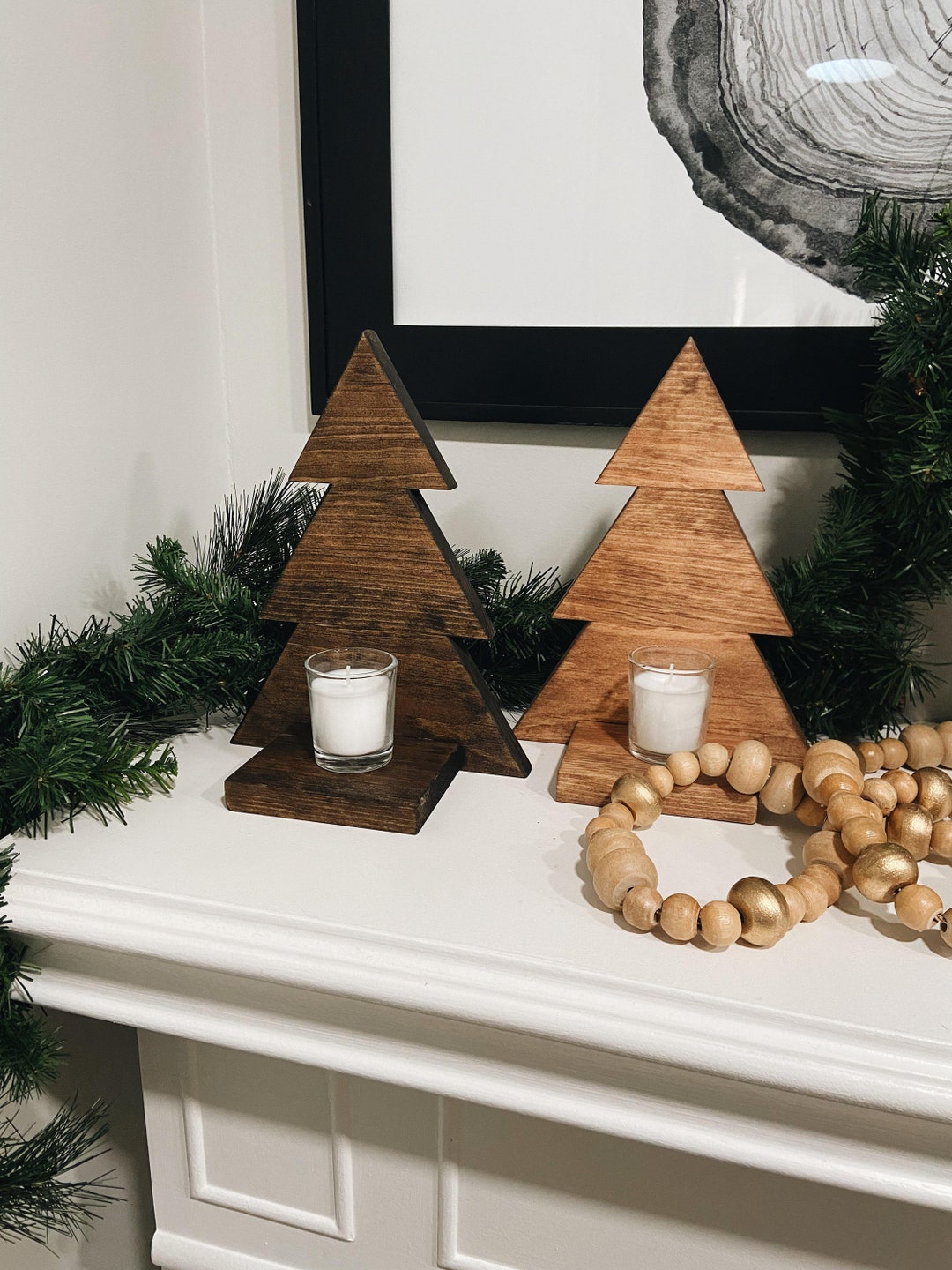 Wooden Christmas Tree Shelf for Candles | Christmas Decoration ...