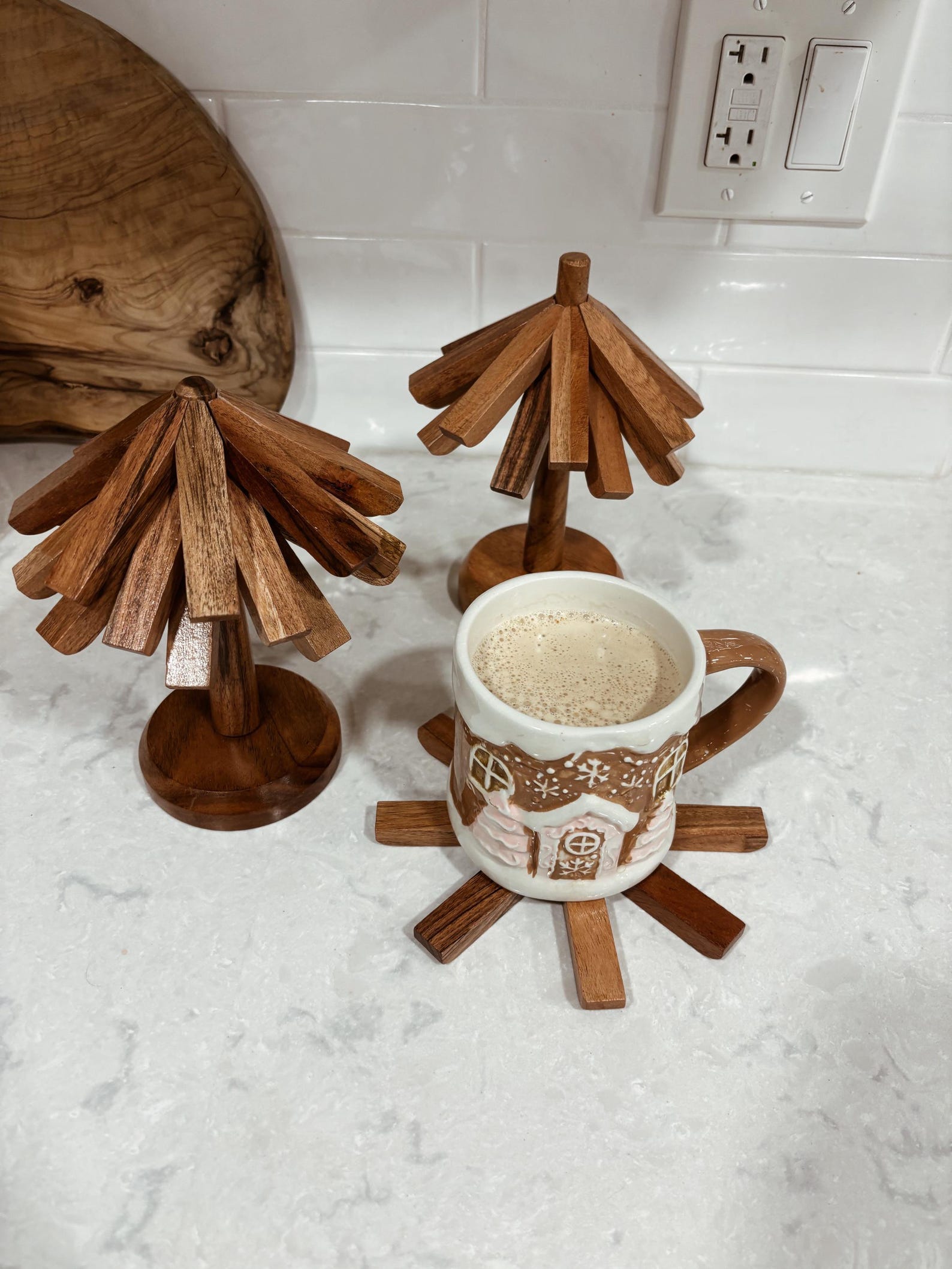 4pc Wooden Tree Art Coasters | Heat-resistant Wood Stand | Anti-scald ...