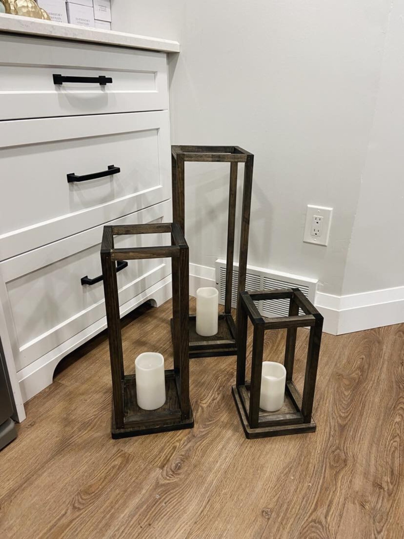 Set of Three Lanterns Rustic Wood Lanterns Wedding Home | Etsy