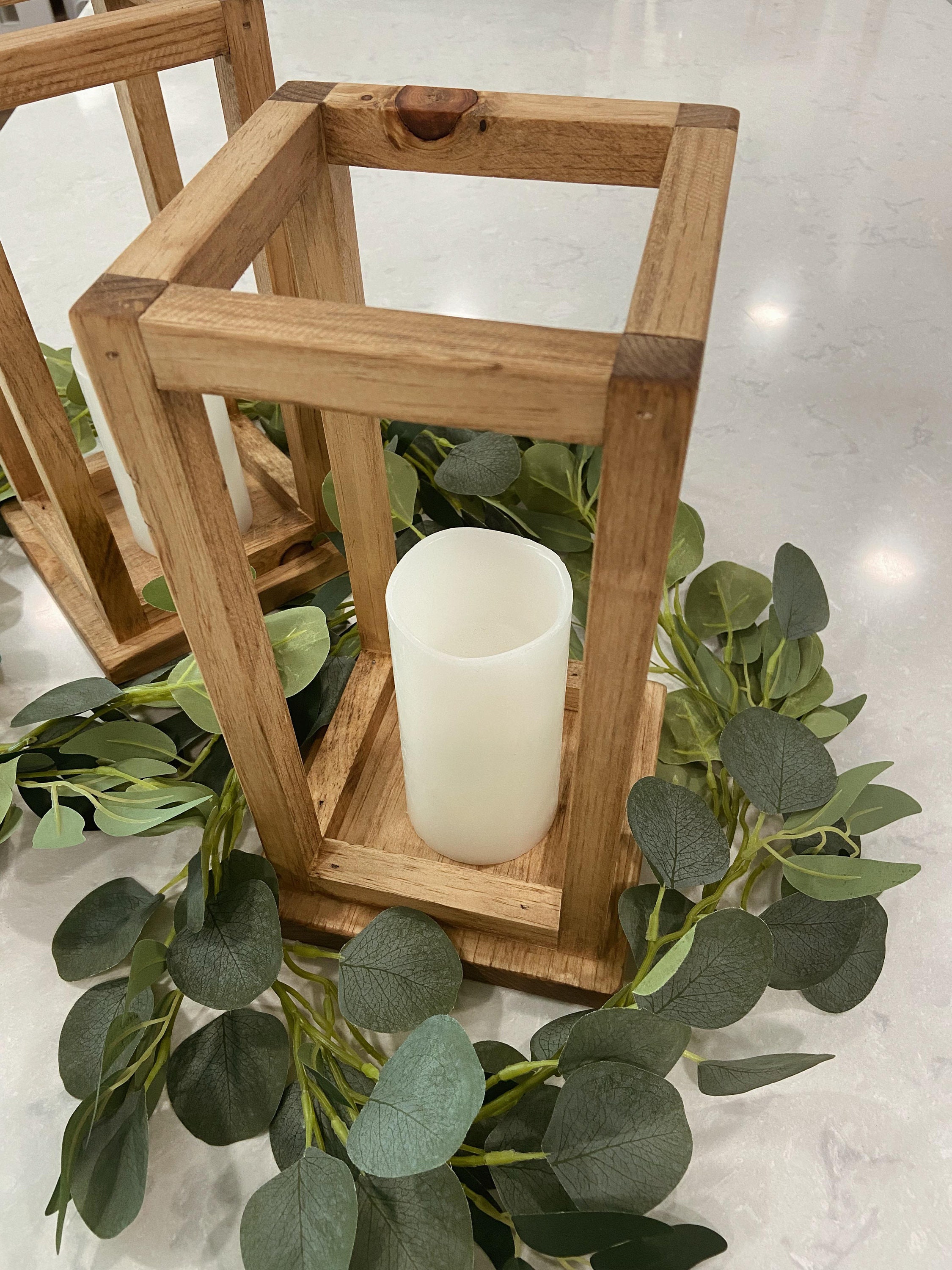 Set of Two Lanterns | Rustic Wood Lanterns | Wedding | Home Decor ...