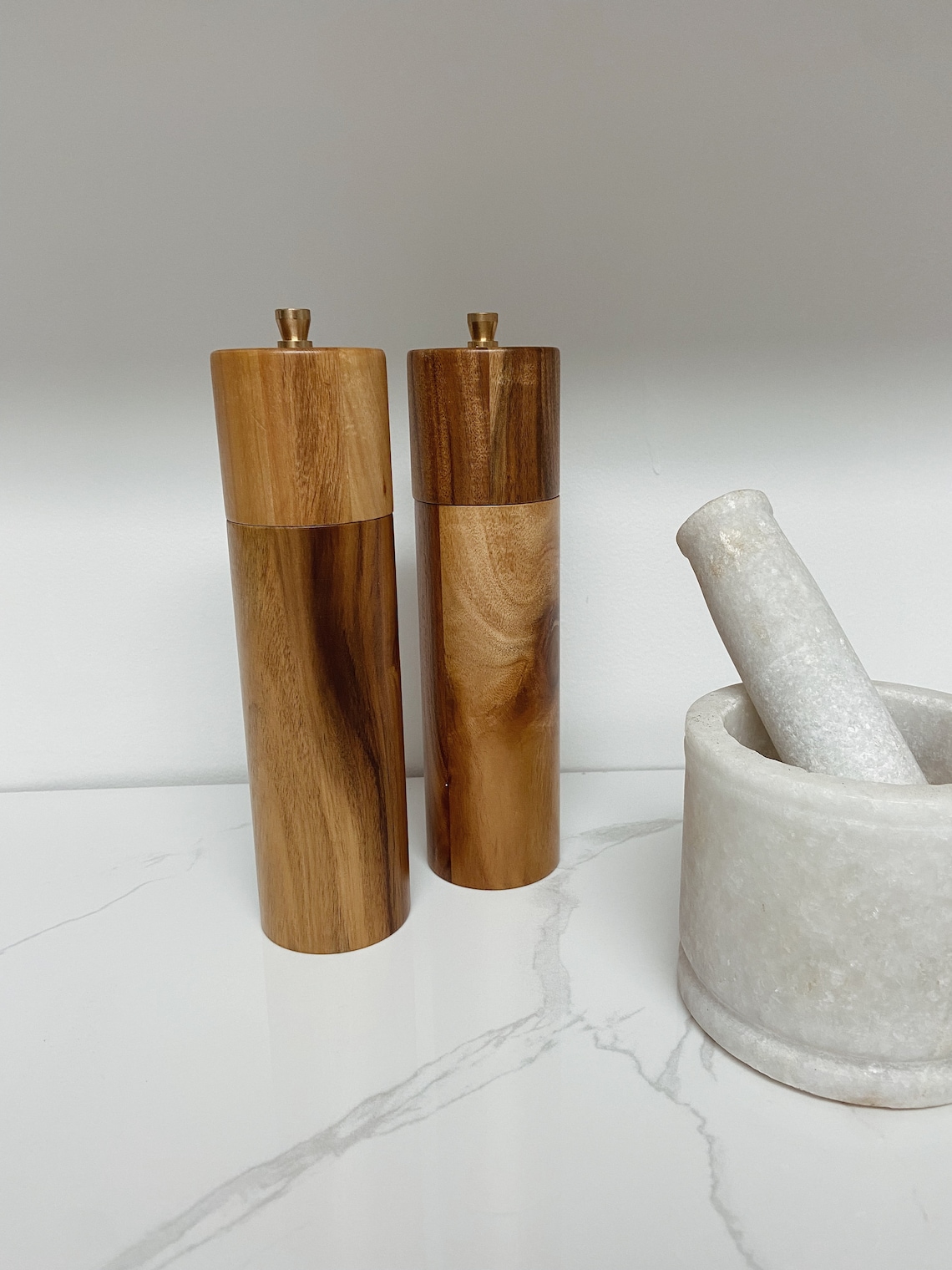 Handcrafted Wooden Salt and Pepper Grinders Acacia Wood Salt - Etsy