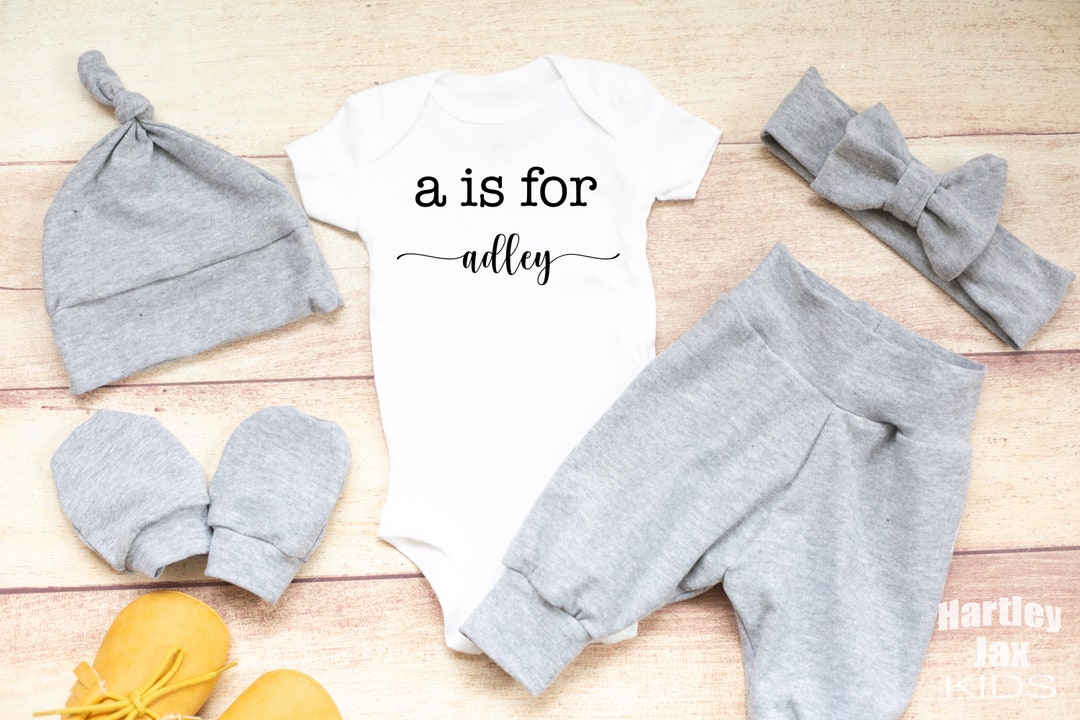 Personalized Baby Girl Outfit, A is for Adley, - Etsy