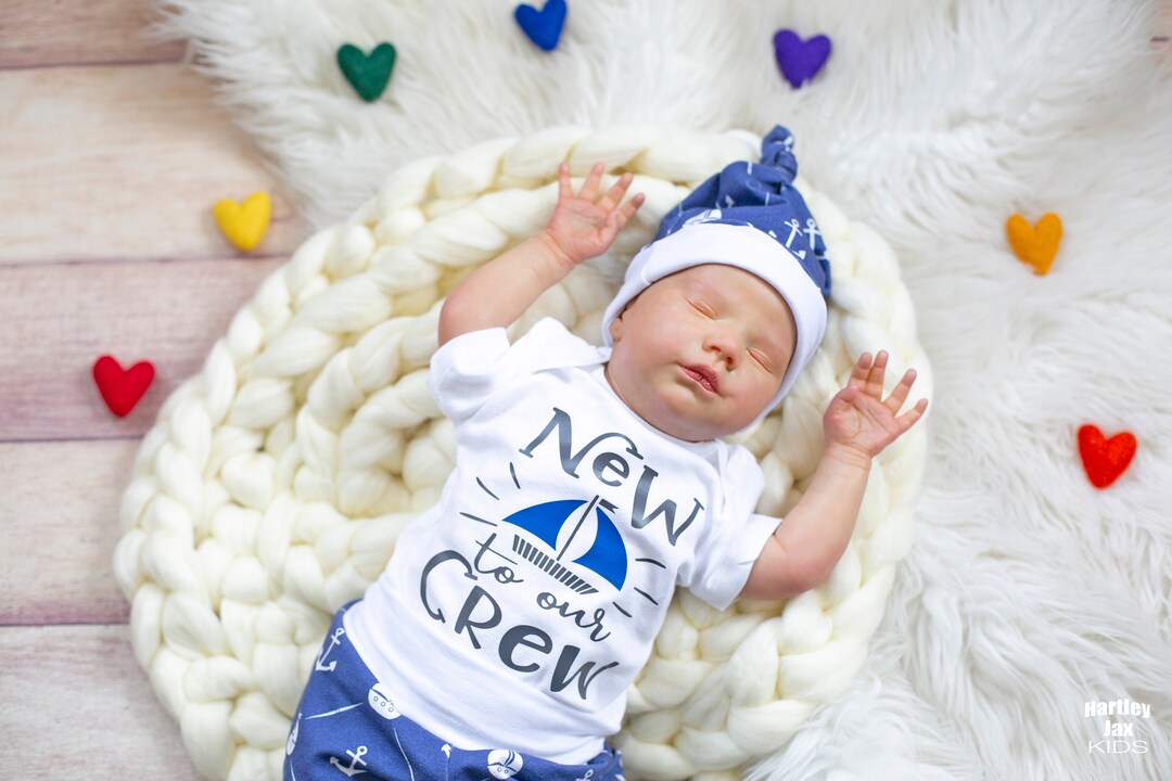 Nautical Baby Coming Home Outfit, New to the Crew, Newborn Boy Photo ...