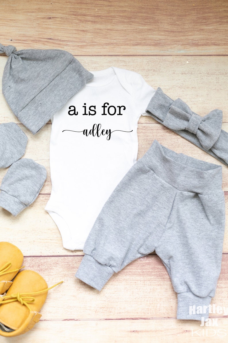 Personalized Baby Girl Outfit, A is for Adley, - Etsy