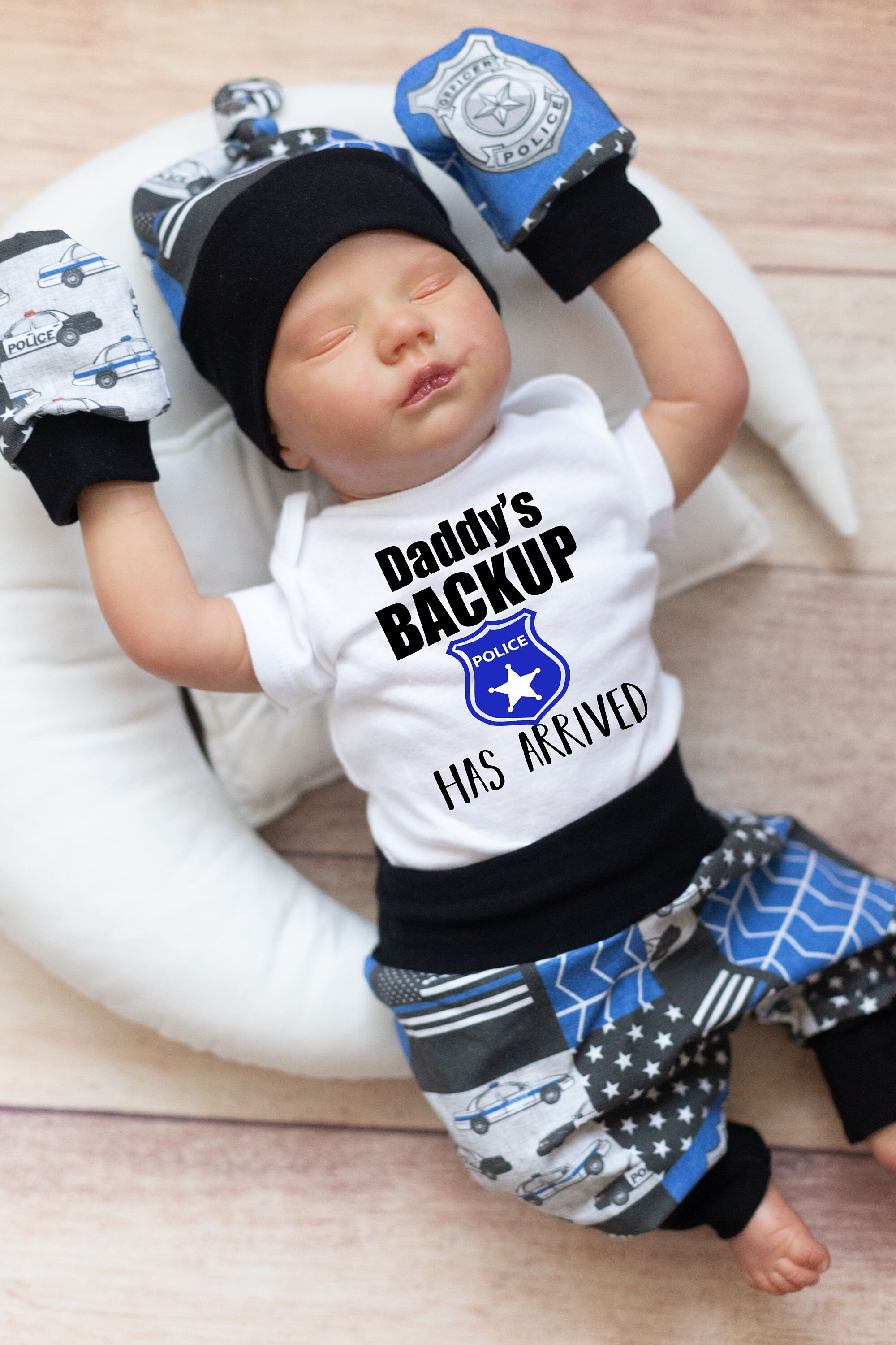 Daddy's Backup Police Baby Coming Home Outfit Back the - Etsy