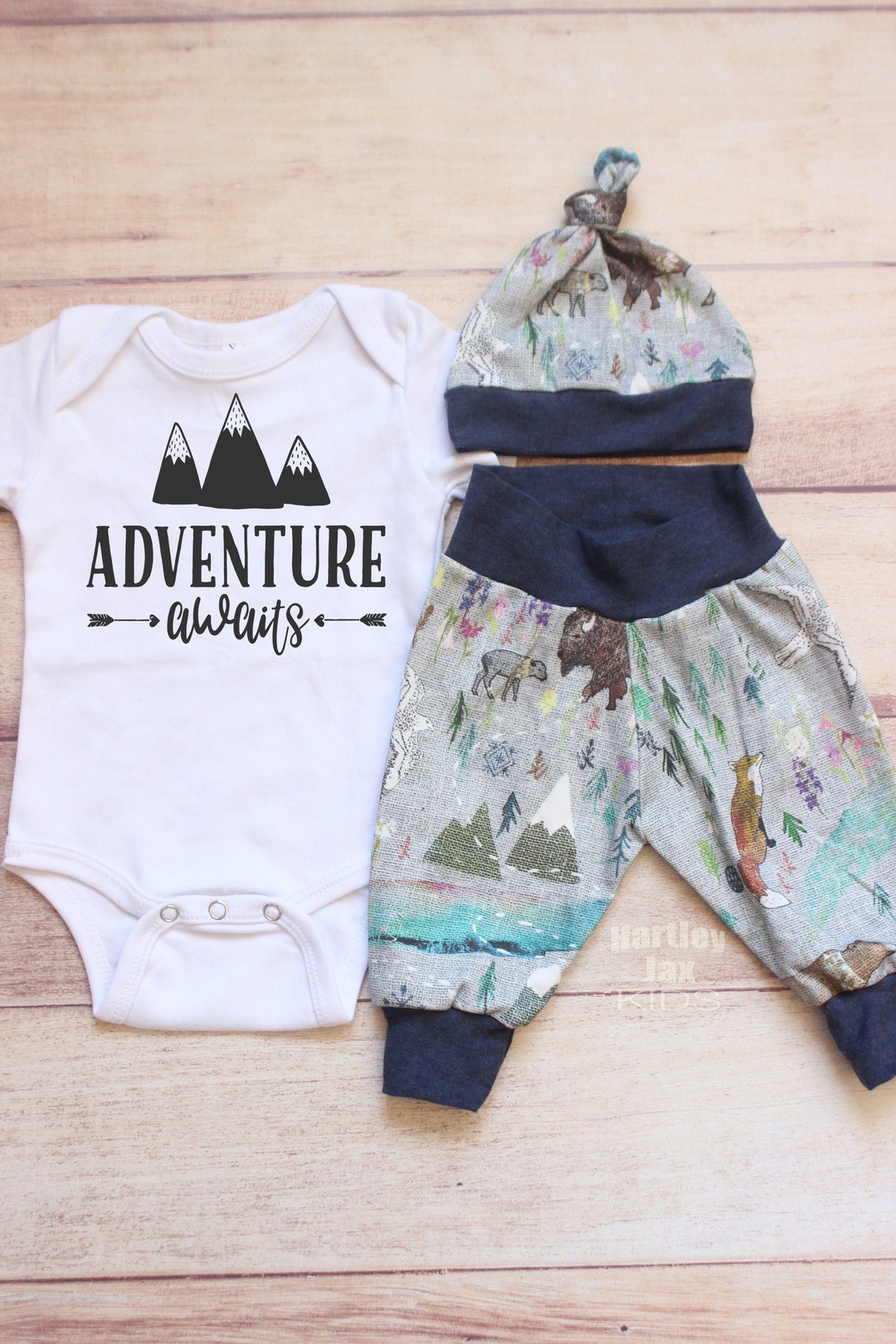 Adventure Awaits Baby Boy Take Home Outfit/ Organic Cotton Baby Clothes ...