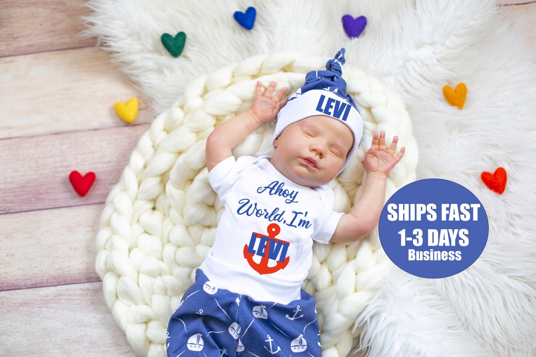 Personalized Sailor Navy Baby Outfit, Future Sailor Baby Boy Outfit ...