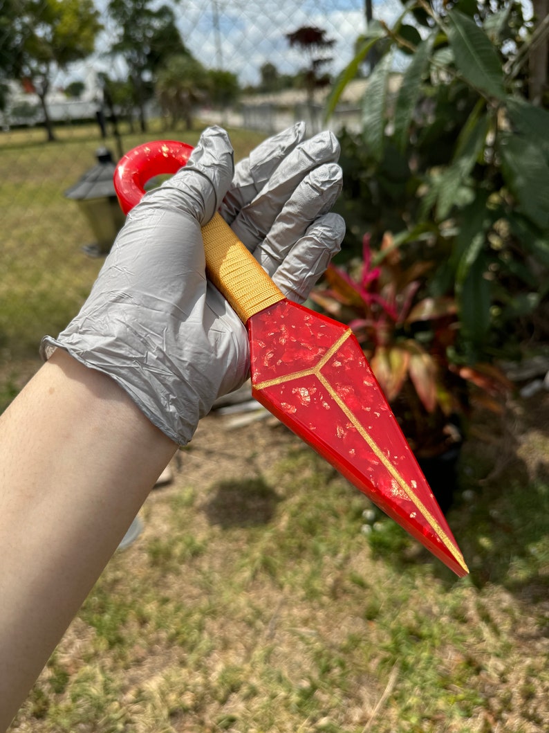 10" Gold & Red Fire Nation Kunai (finished) Sparkle Flakes Resin Kunai ...