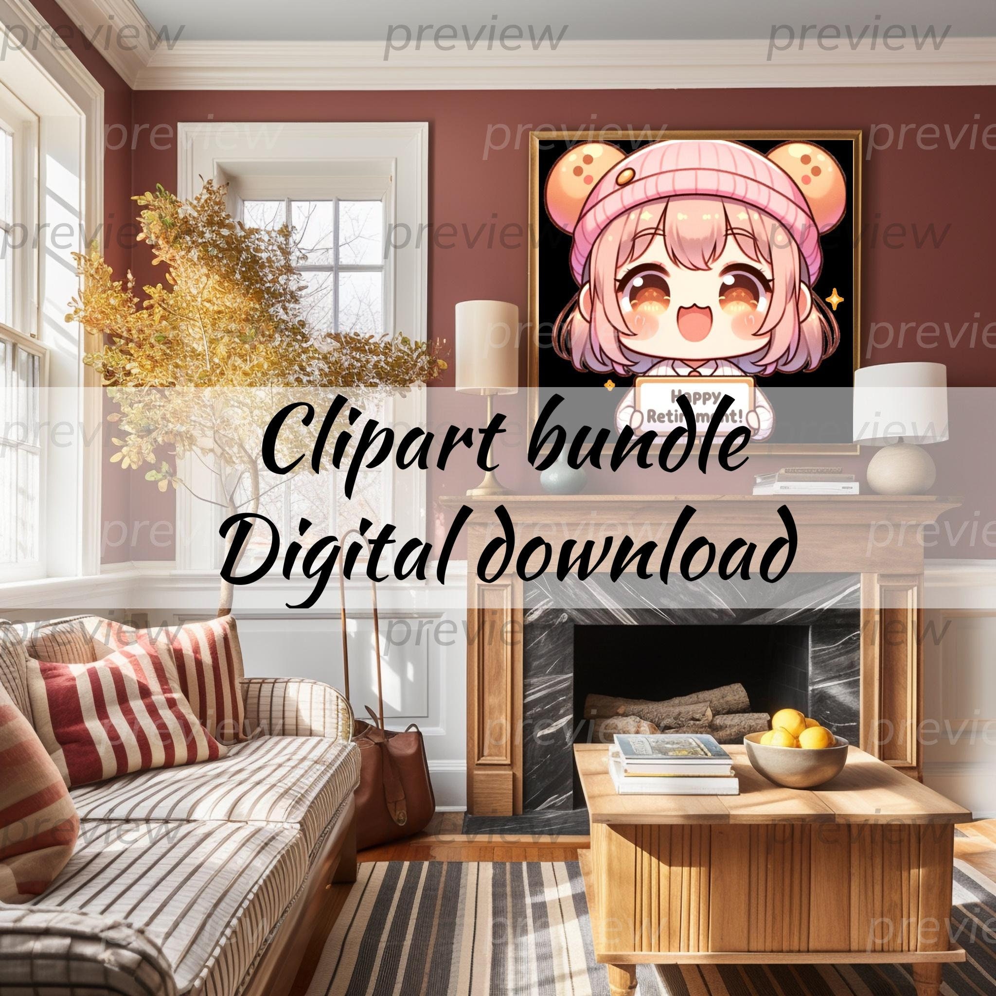 Retirement Celebration Digital Clipart Pack 12 Adorable Chibi Designs ...