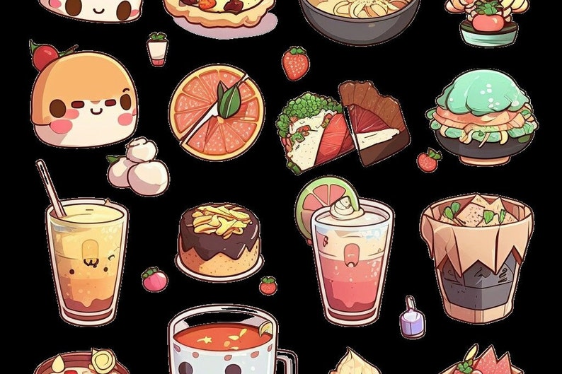 Super Cute Anime Food Clipart - Etsy