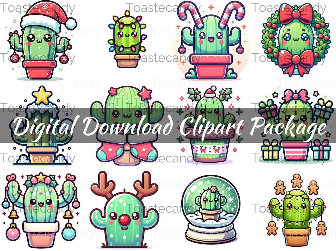 Christmas Cactus Clip Art: Holiday Travel Designs (digital Download) - Etsy