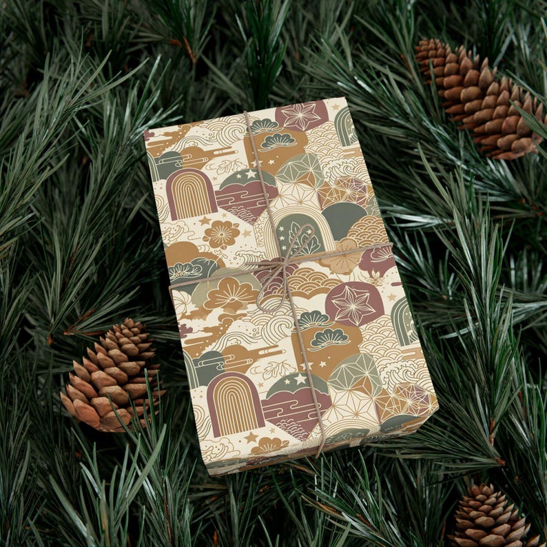 Abstract Japanese Wave Pattern Gift Wrap Paper | Repeating Designer ...