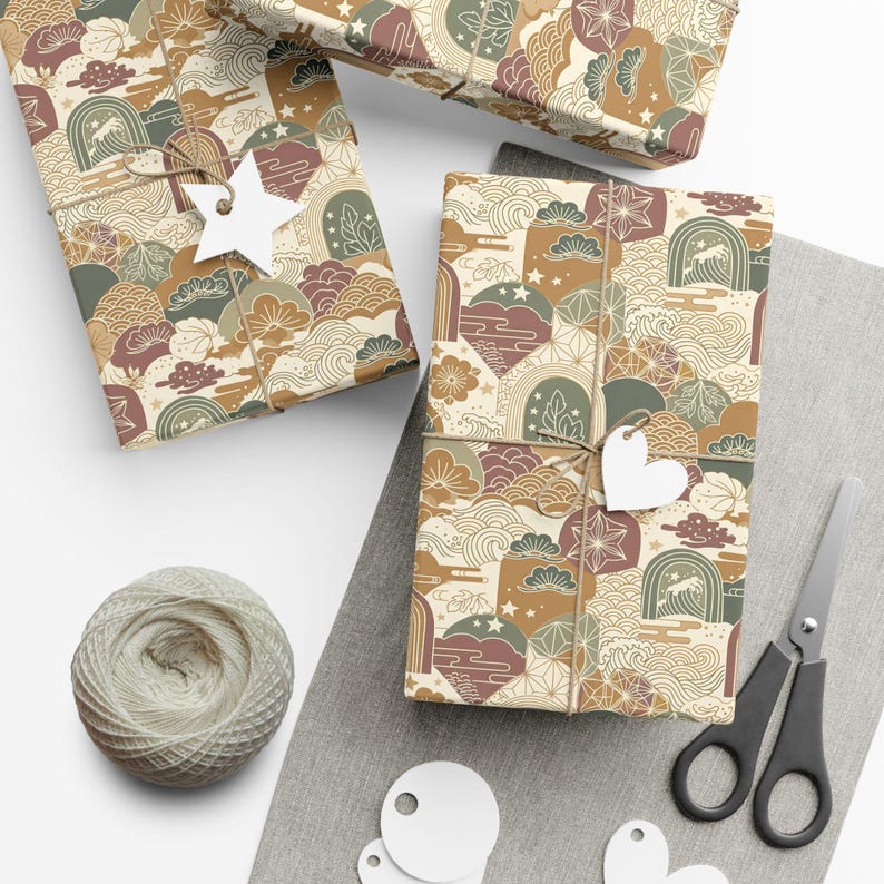 Abstract Japanese Wave Pattern Gift Wrap Paper | Repeating Designer ...
