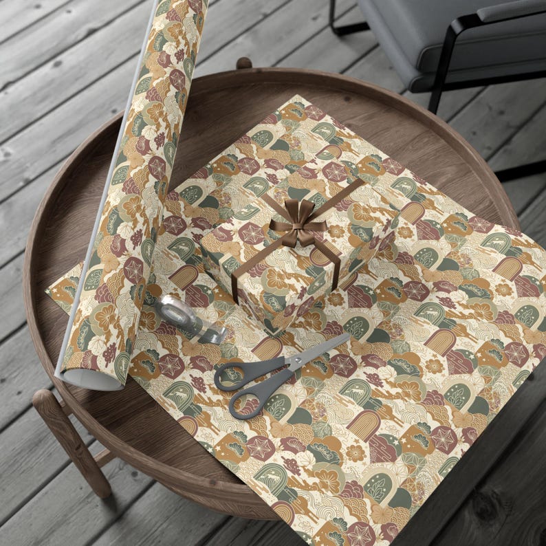 Abstract Japanese Wave Pattern Gift Wrap Paper | Repeating Designer ...
