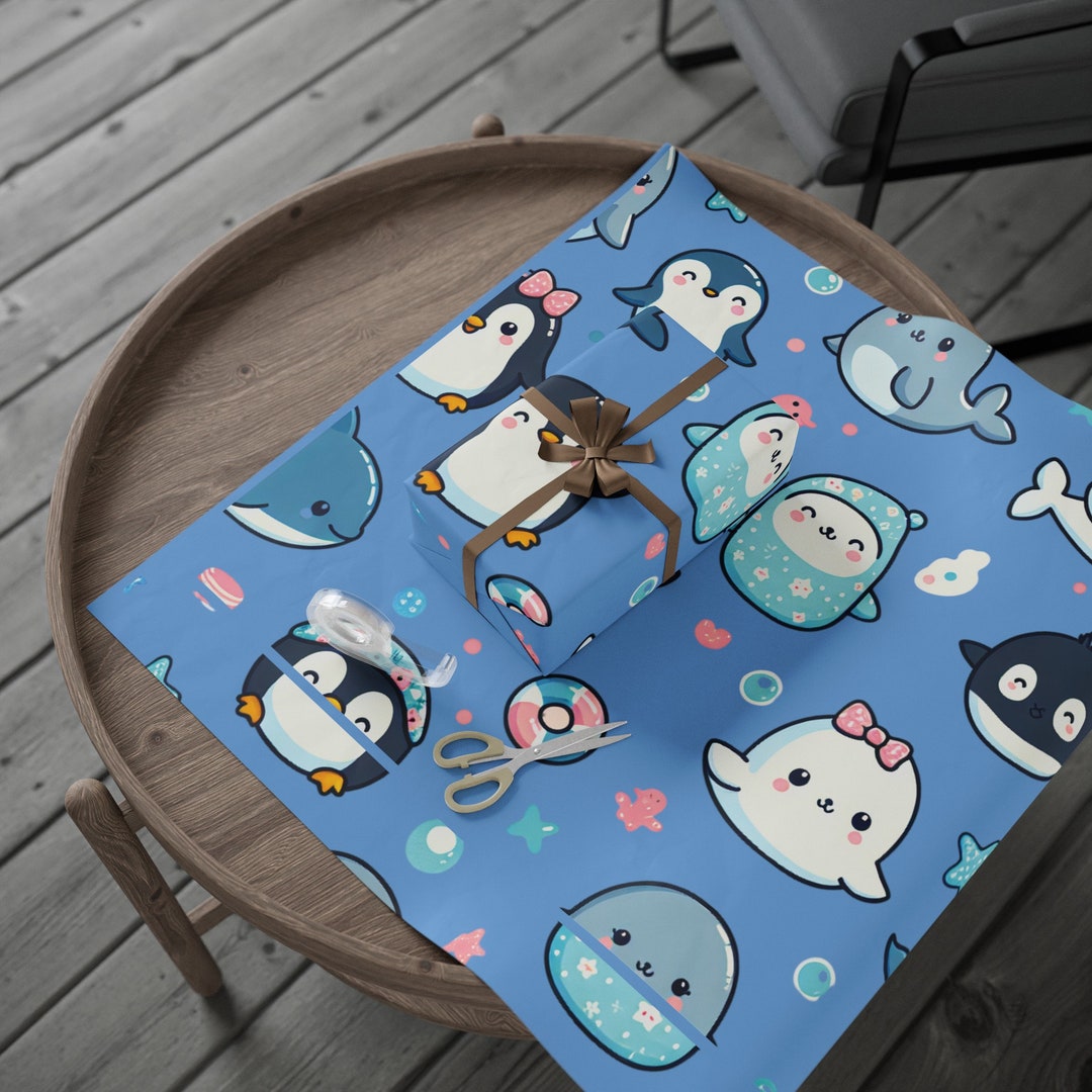 Adorable Arctic Animals Wrapping Paper | Cute Penguin and Seal Gift ...