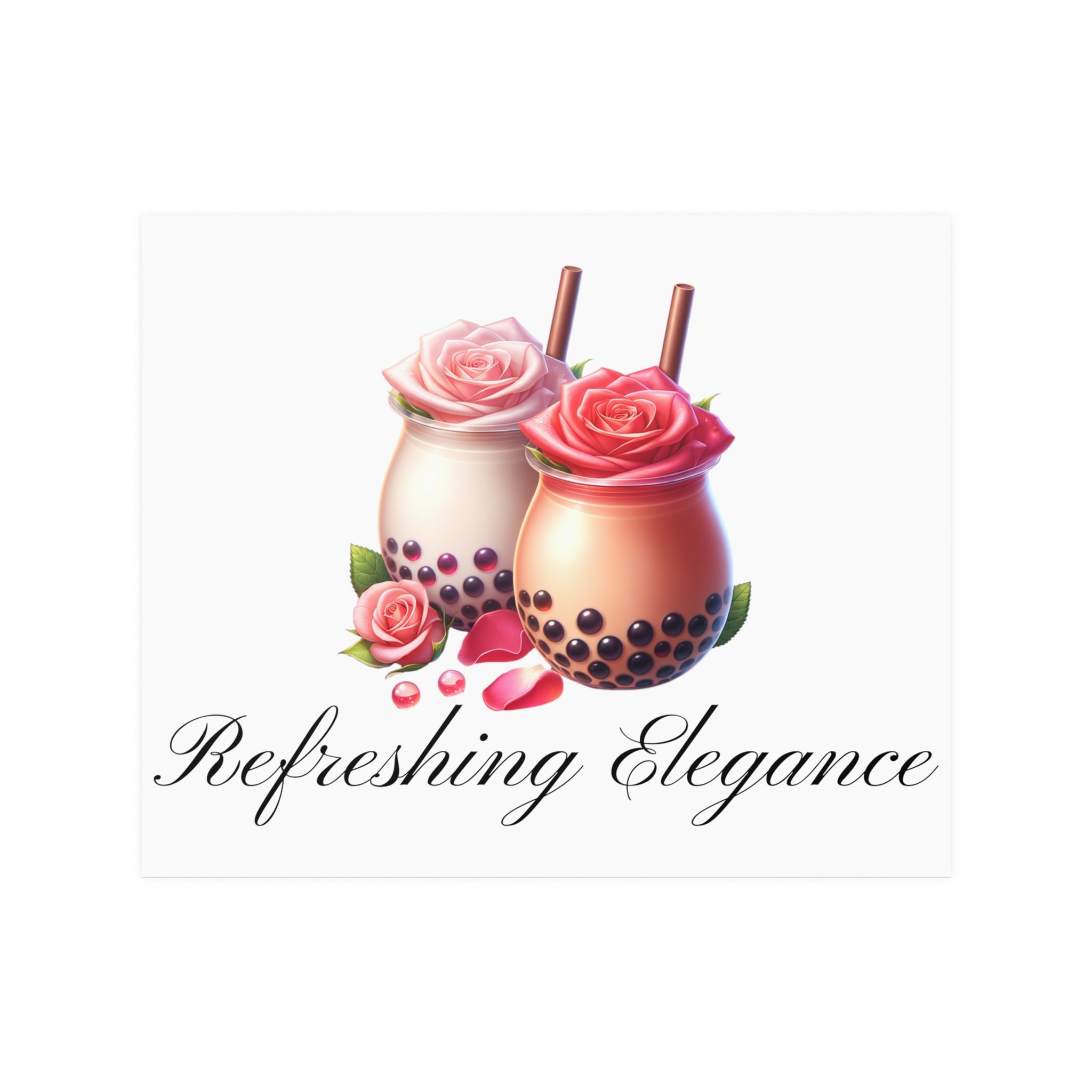 Refreshing Elegance - Rose Bubble Tea Poster | Floral Drink Art ...