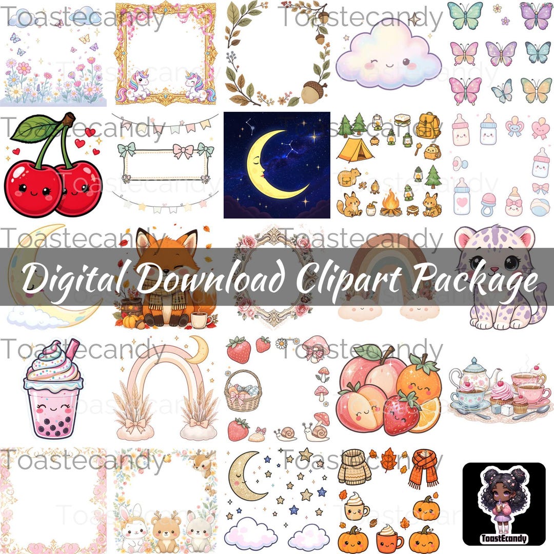 2025 Kawaii Clipart Mega Bundle 24 Trendy Themes Pastel, Cute, Magical ...