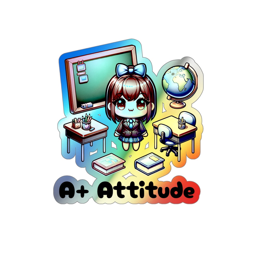 A+ Attitude Holographic Sticker - Shiny School-themed Motivational ...