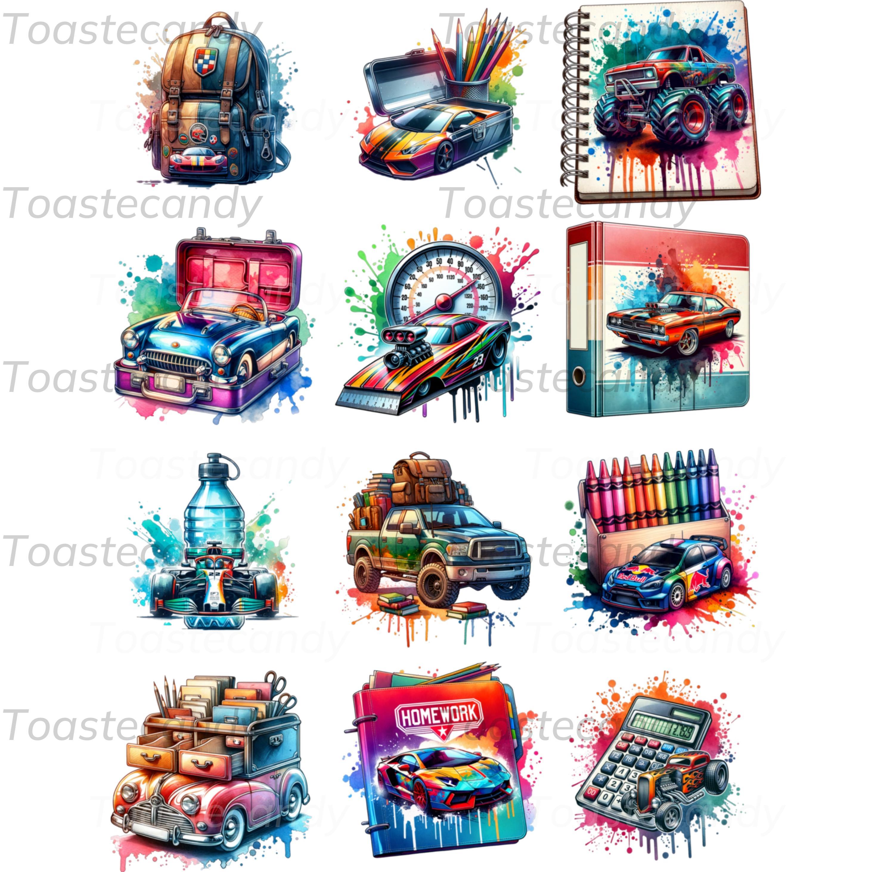 Back to School Car Clip Art Bundle for Boys - Vibrant Classroom Decor ...