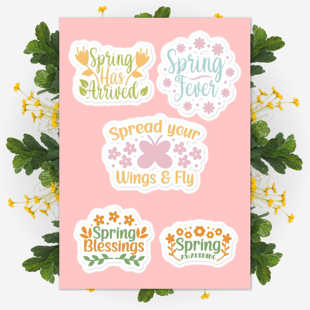 Spring Fling Sticker Pack - 5 Cute and Colorful Stickers for Your ...