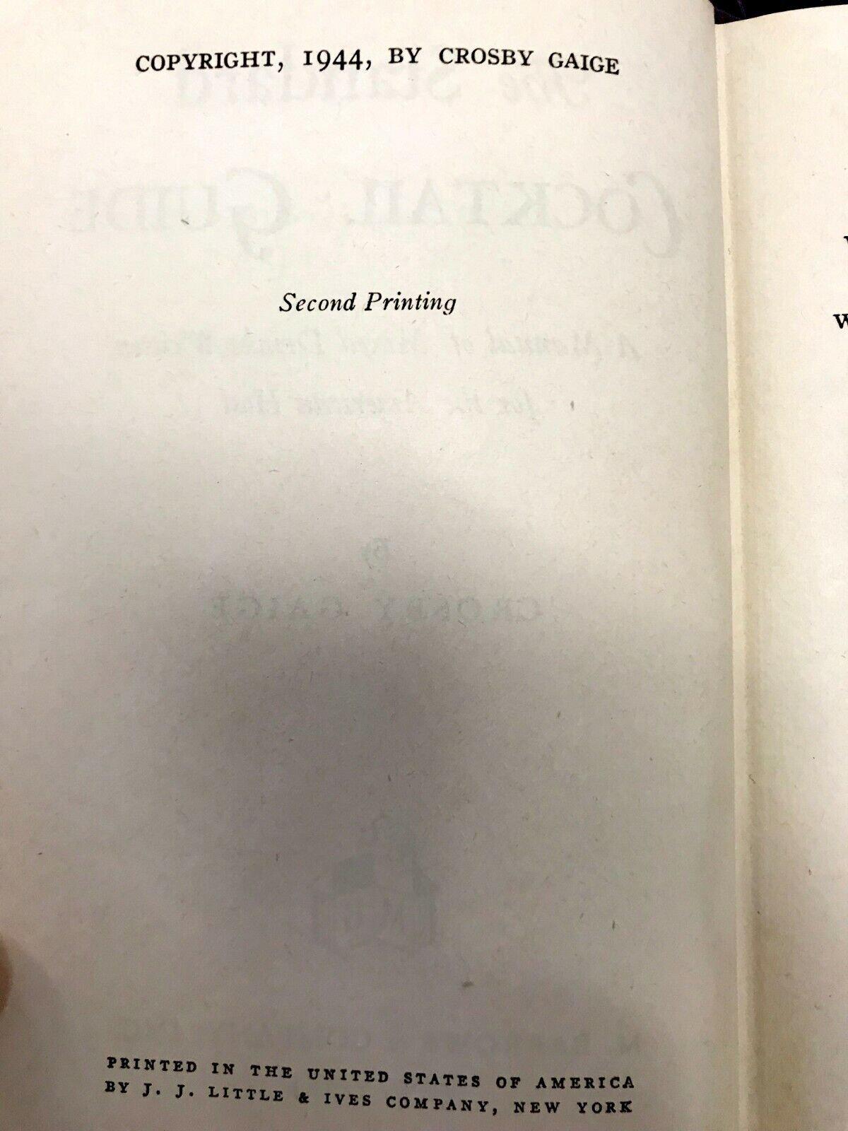 The Standard Cocktail Guide Crosby Gaige 1944 Second Printing Hardcover ...