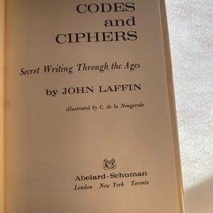 Codes and Ciphers Secret Writing Through the Ages - Laffin, 1964 - Etsy