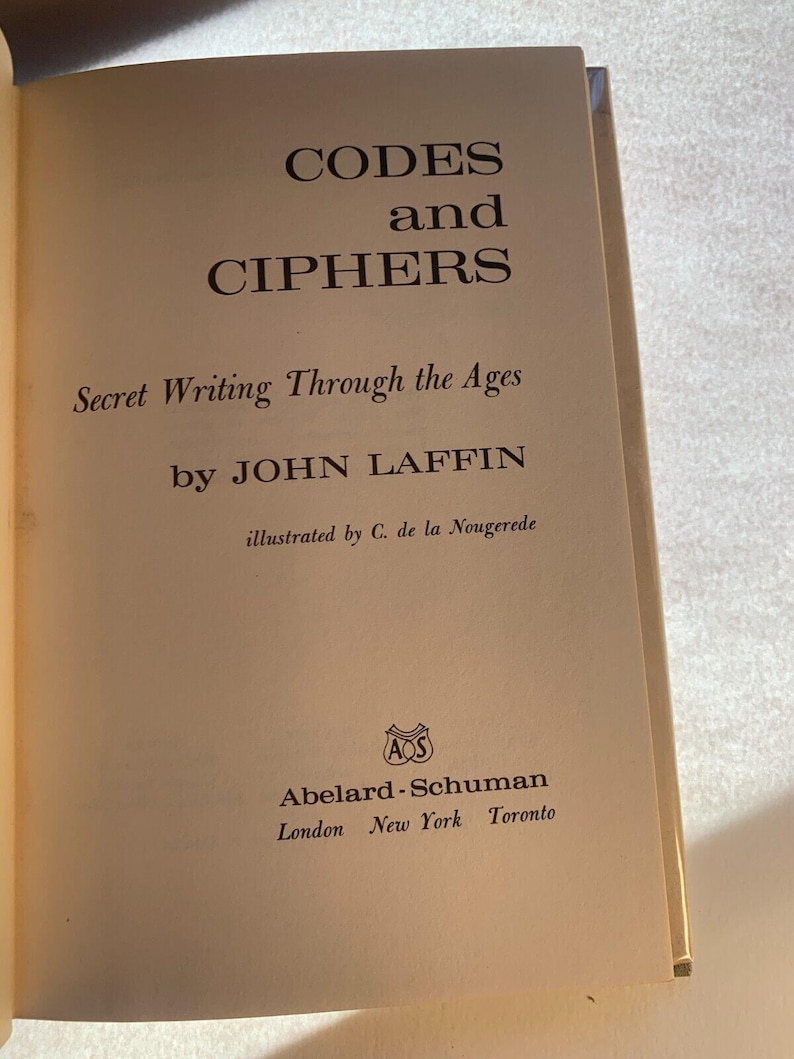 Codes and Ciphers Secret Writing Through the Ages - Laffin, 1964 - Etsy