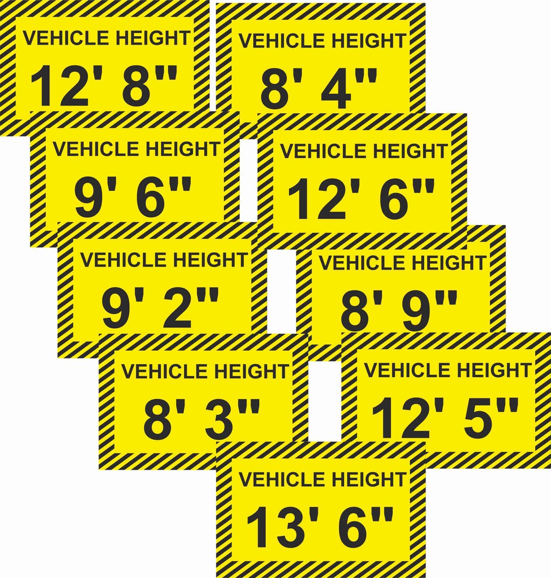 Commercial Vehicle Height Signs to Place Inside the Cab of Commercial ...