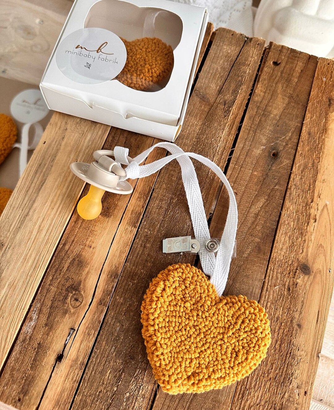 Pacifier Ribbon Heart Mustard Yellow Pacifier Chain Girls Pacifier ...