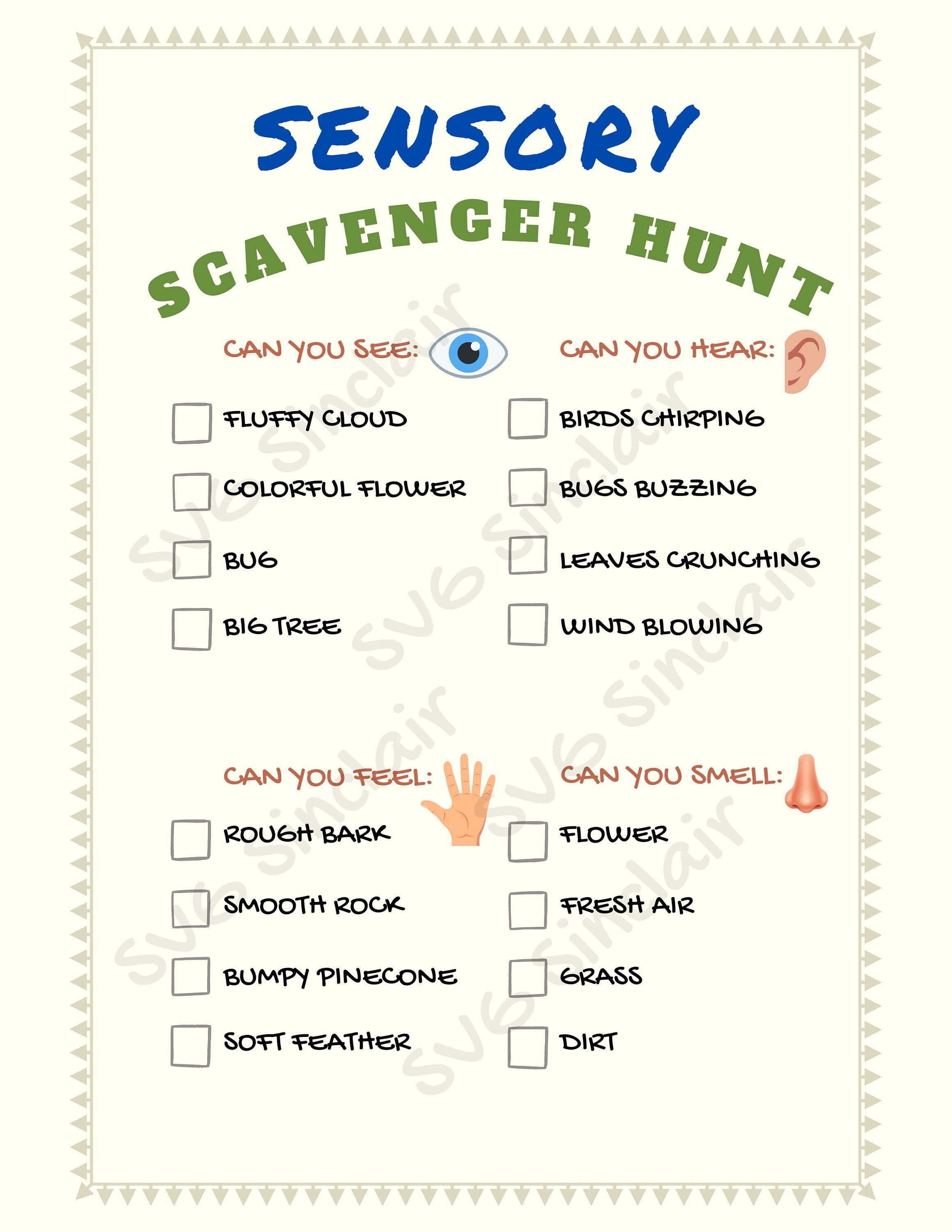 Kids Sensory Scavenger Hunt Printable - Etsy