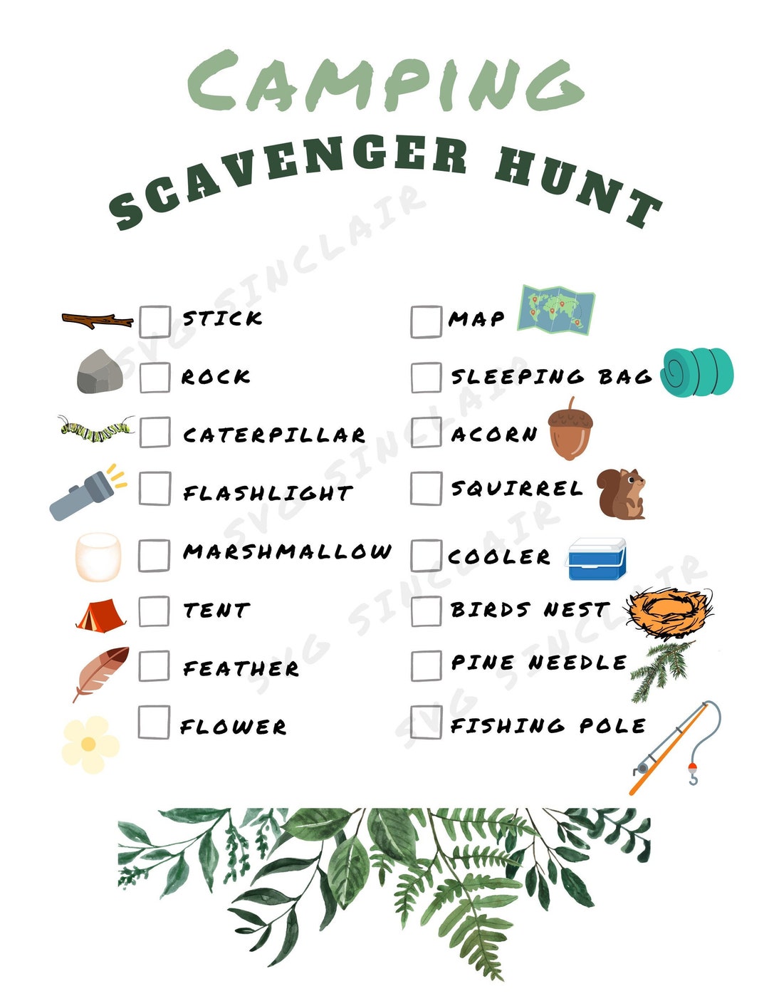 Kids Camping Scavenger Hunt Printable File - Etsy