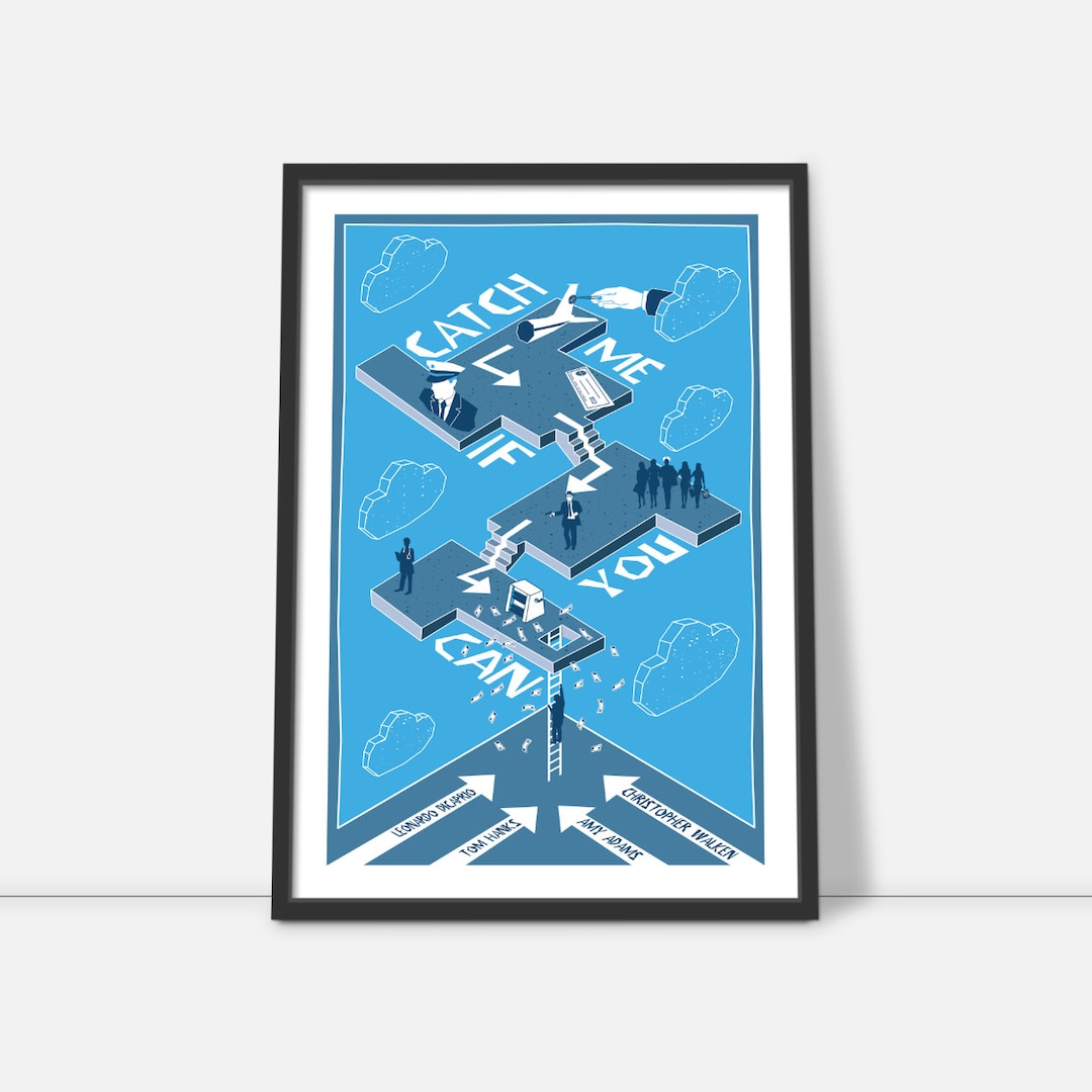 Catch Me If You Can Movie Poster, Film Poster, Isometric Art, Digital ...
