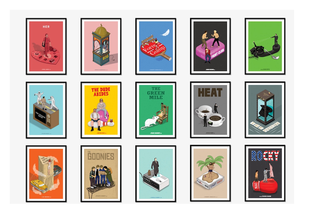 Minimalist Movie Poster Art Prints: Retro Film Decor - Etsy