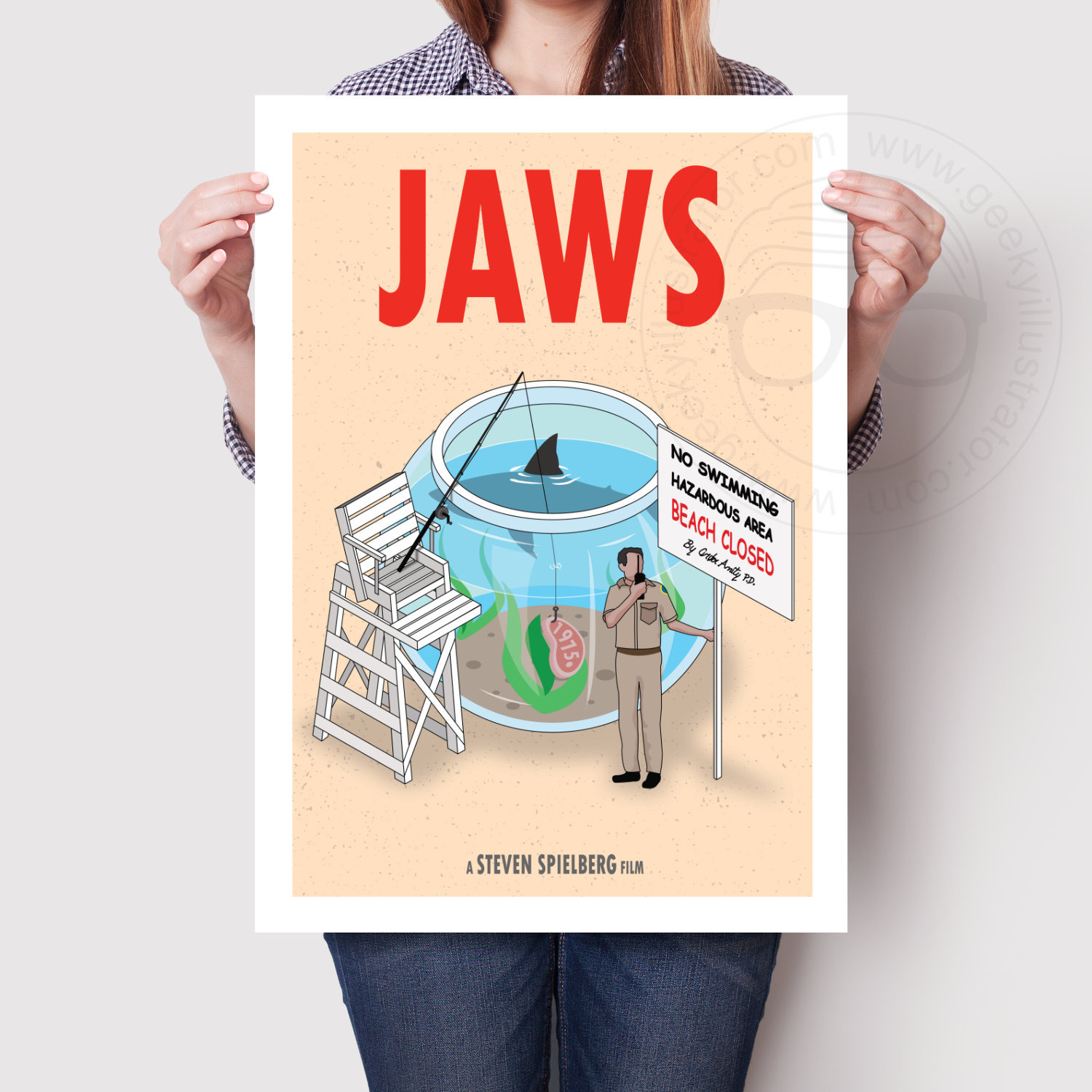 Jaws Movie Poster Amity Island art Minimalist Horror print | Etsy