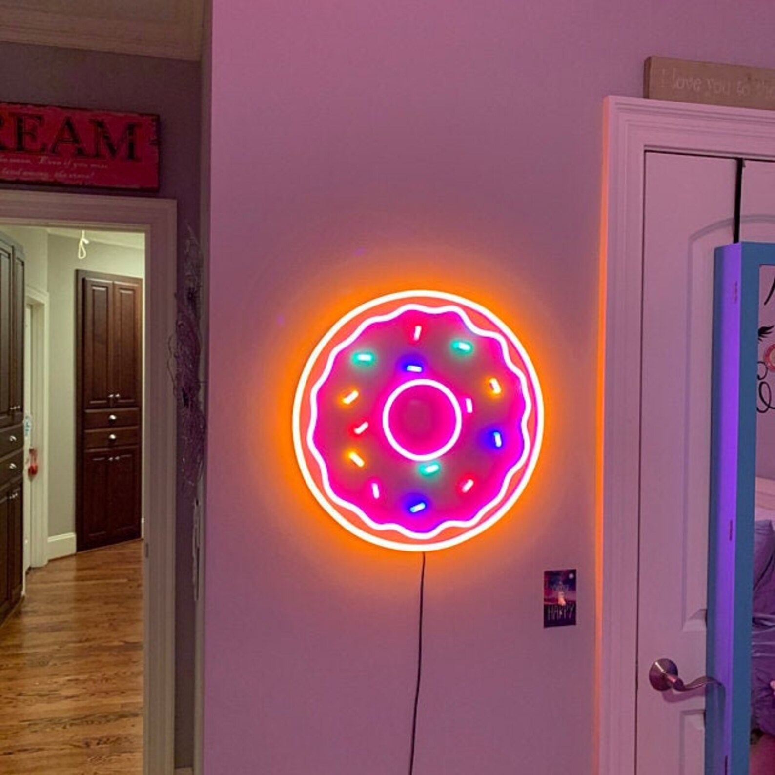 Donut Multicolored Unbreakable Neon Sign Night Light Etsy
