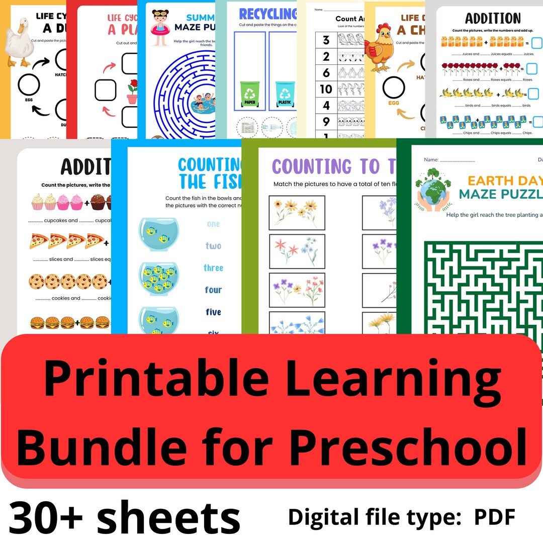 Printable Learning Bundle for Preschool, Pre-k & Kindergarten ...