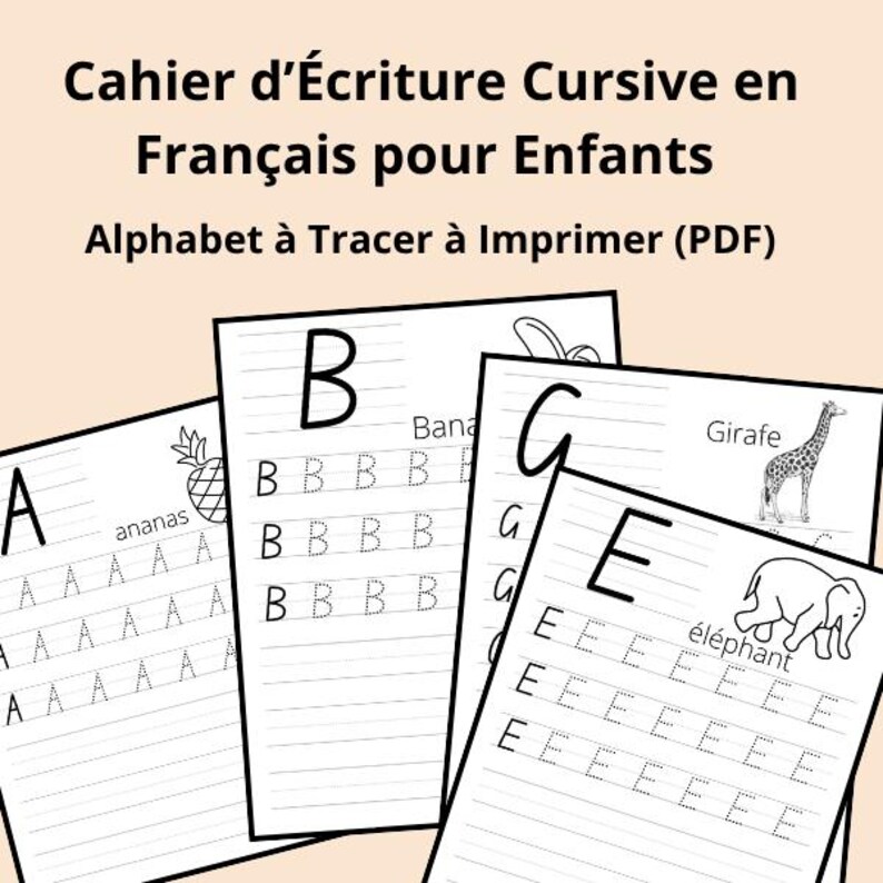 Cahier D’Écriture Cursive En Français Pour Enfants– Alphabet à Tracer à ...
