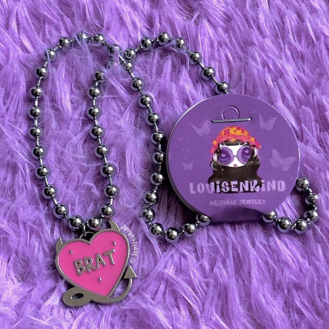 Y2K Brat Heart Devil Horn Ball Chain Necklace - Etsy